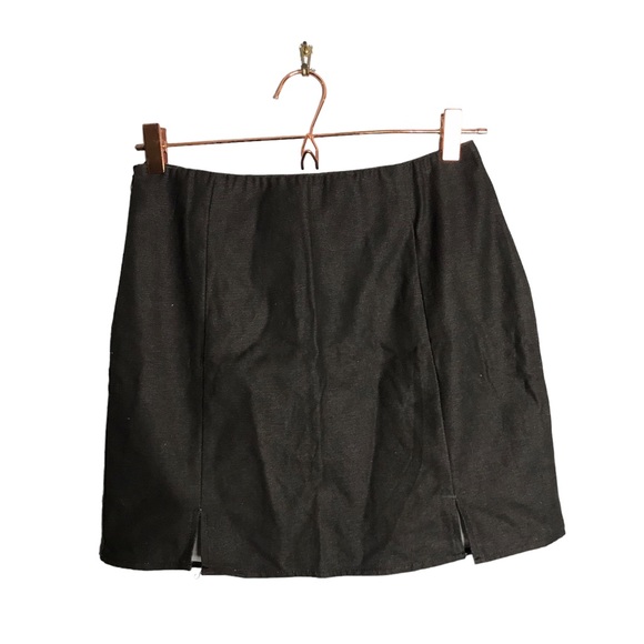 SHEIN | Skirts | Shein Charcoal Gray Double Side Slit Mini Skirt | Poshmark
